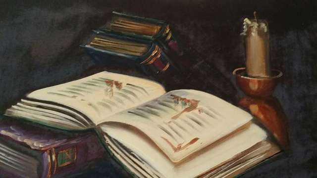 MIL ANUNCIOS.COM - Óleo Bodegón de libros